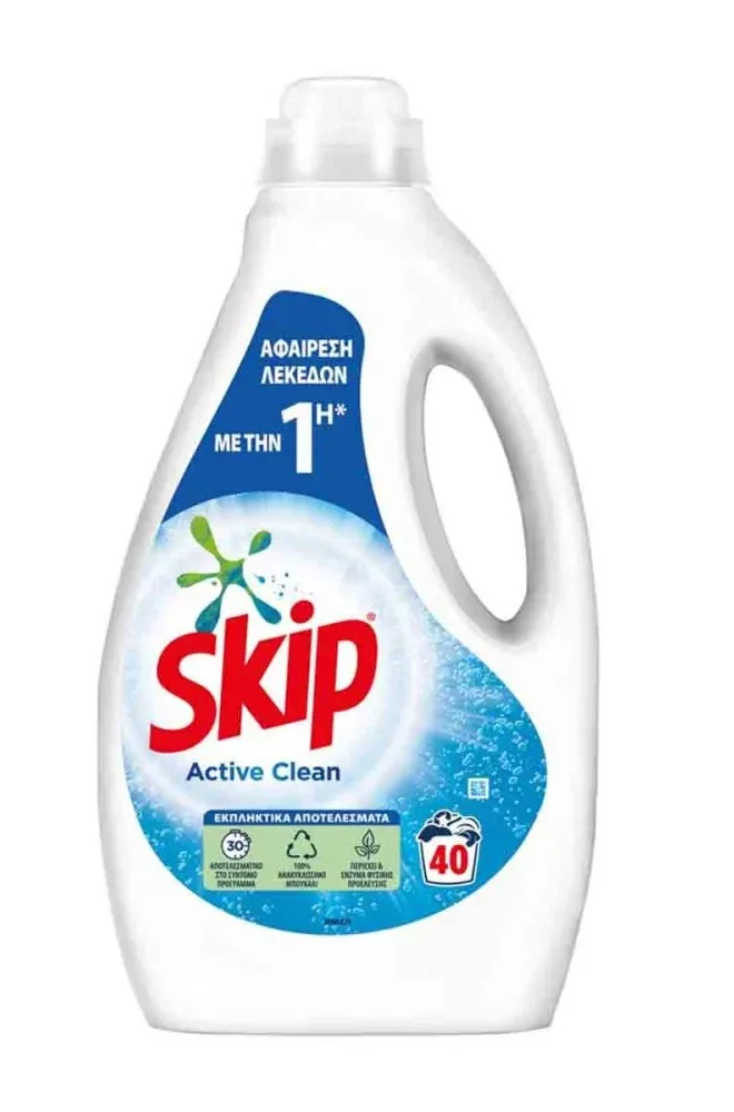 ΥΓΡΟ ΠΛΥΝΤΗΡΙΟΥ SKIP ACTIVE CLEAN 40 ΜΕΖΟΥΡΕΣ - Εμπορικό Κατάστημα 307.gr